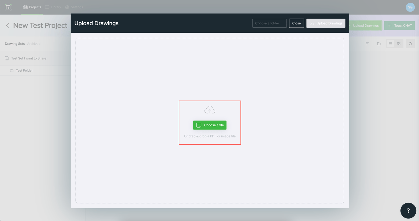 Uploading drawings to Togal